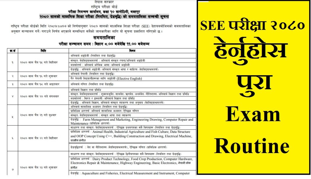 NEB Class 12 Routine Updates Coming Soon!!! - GbsNote
